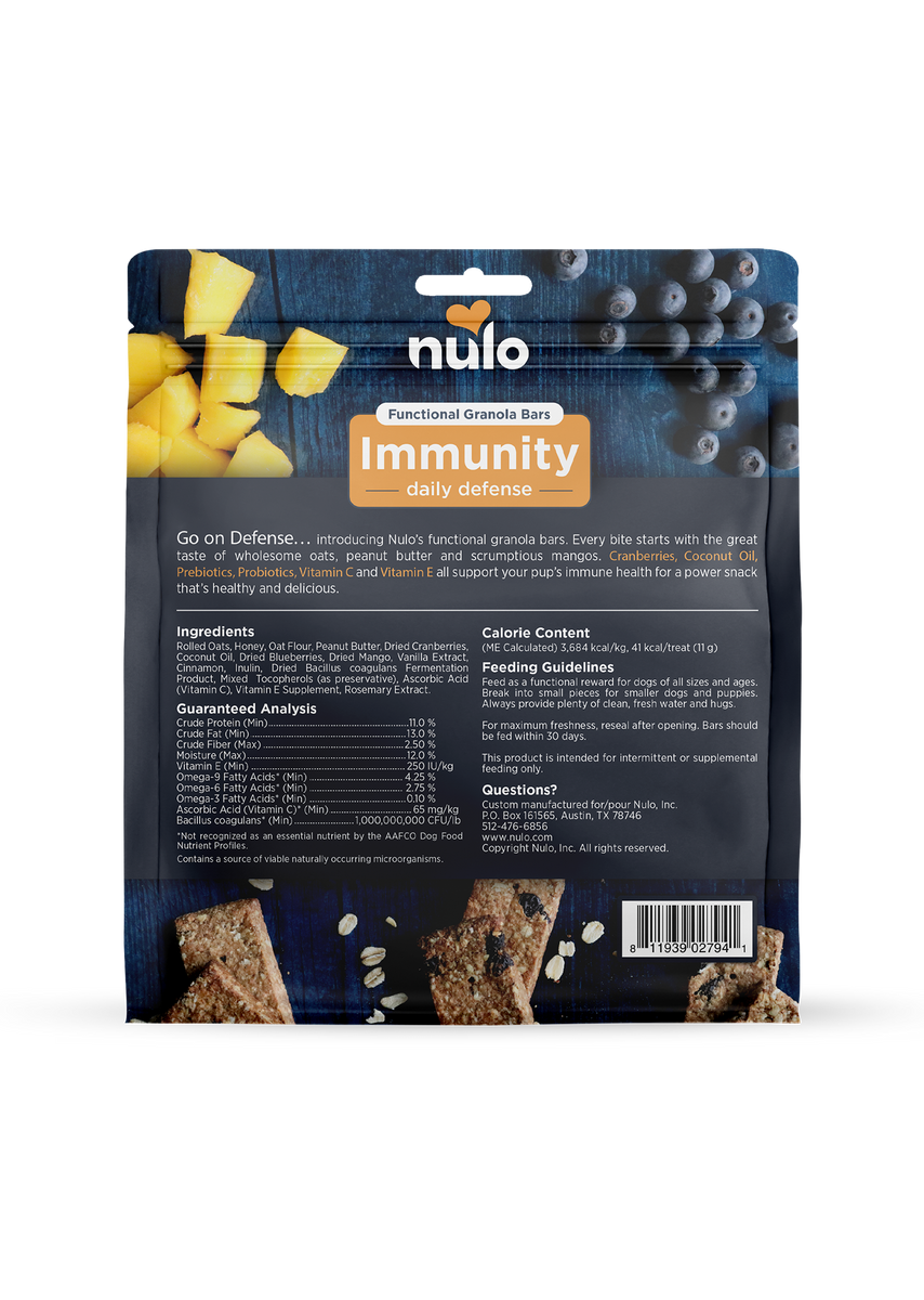 Nulo Immunity Daily Defense Functional Granola Bars For Dogs - Howell ...